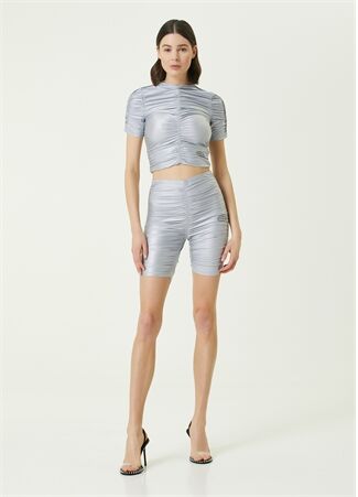 Alexander Wang Kadın Silver Drapeli Biker Tayt Gri S EU