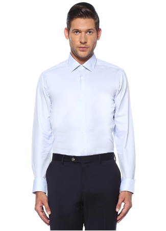 Pal Zileri Erkek Mavi Açık Yaka Gömlek 38 IT