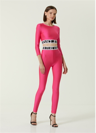 Versace Jeans Couture Kadın Pembe Logo Bantlı Tayt 42 IT Versace Jeans Couture Kadın Pembe Logo Bantlı Tayt 42 IT