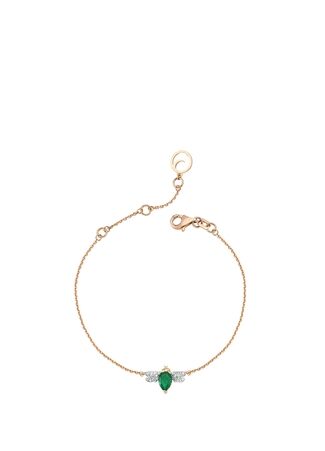 Bee Goddess Kadın Arı Detaylı Pırlantalı Altın Rengi Bileklik EU