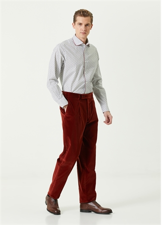 Pal Zileri Erkek Kiremit Pilili Pantolon Turuncu 48 IT