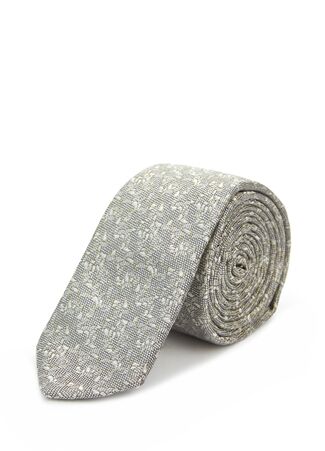 Palzileri Lab Erkek Gri Mikro Desenli İpek Kravat Sarı EU