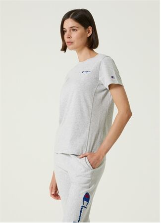 Champion Kadın Gri Bisiklet Yaka T-shirt M EU