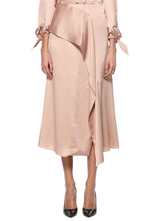 Roland Mouret Kadın Altın Rengi Volanlı Midi İpek Saten Etek Pembe 0 US Roland Mouret Kadın Altın Rengi Volanlı Midi İpek Saten Etek Pembe 0 US