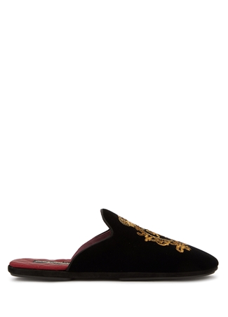 Dolce&Gabbana Erkek Siyah Logo Nakışlı Terlik 42 EU