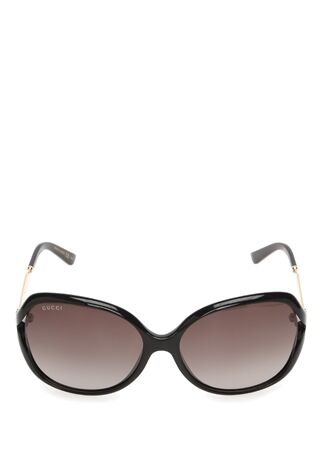 Gucci Kadın Siyah Oval Formlu Güneş Gözlüğü 60 EU
