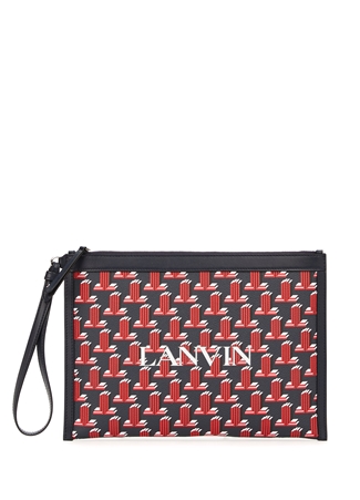 Lanvin Kadın Lacivert Kırmızı Logolu El Portföyü Eu