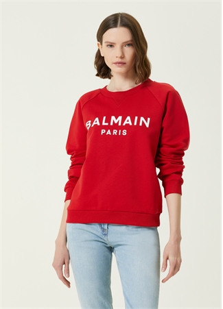 Balmain Kadın Kırmızı Bisiklet Yaka Logolu Sweatshirt Xs Eu Balmain Kadın Kırmızı Bisiklet Yaka Logolu Sweatshirt Xs Eu