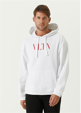 Valentino Erkek Beyaz Kapüşonlu Logolu Sweatshirt L EU Valentino Erkek Beyaz Kapüşonlu Logolu Sweatshirt L EU