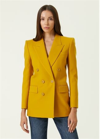 Kadın Sarı Kırlangıç Yaka Yün Ceket 38 IT