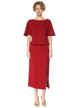 Valentino Kadın Kırmızı Sırt Detaylı Midi Elbise 42 IT