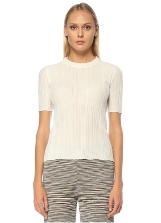 Missoni Kadın Beyaz Ribli Kısa Kol Triko 40 IT