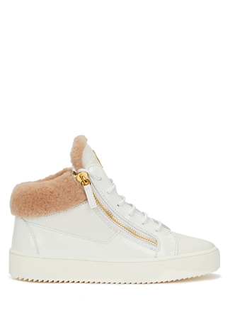 Giuseppe Zanotti Kadın Beyaz Logolu Peluş Detaylı Deri Sneaker 40 EU Giuseppe Zanotti Kadın Beyaz Logolu Peluş Detaylı Deri Sneaker 40 EU