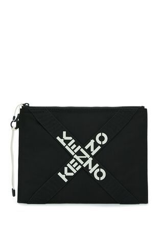 Kenzo Kadın Siyah Çapraz Logo Baskılı El Portföyü EU