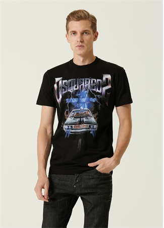 Dsquared2 Erkek Siyah Logo Baskılı T-shirt S EU Dsquared2 Erkek Siyah Logo Baskılı T-shirt S EU