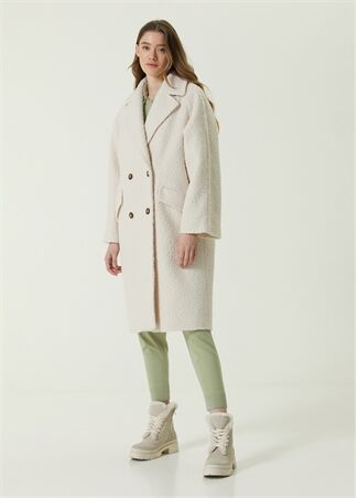 Network Kadın Regular Fit Ekru Manto Bej L EU