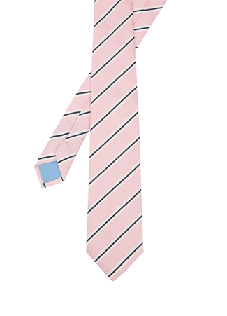 Tino Cosma Erkek Pembe Verev Çizgili İpek Kravat EU Tino Cosma Erkek Pembe Verev Çizgili İpek Kravat EU