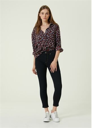 Beymen Club Kadın Leopar Desenli İpek Gömlek Turuncu S
