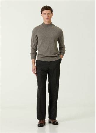 Pal Zileri Erkek Lacivert Geometrik Desenli Yün Pantolon 48 IT