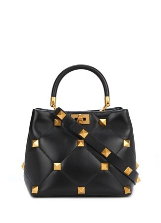 Valentino Garavani Kadın Rockstud Siyah Deri Omuz Çantası EU Valentino Garavani Kadın Rockstud Siyah Deri Omuz Çantası EU