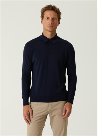 Kiton Erkek Lacivert Polo Yaka Yün Triko L EU Kiton Erkek Lacivert Polo Yaka Yün Triko L EU