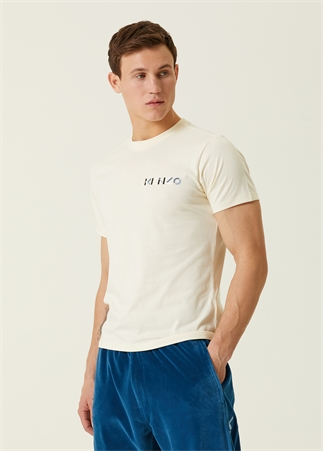 Kenzo Erkek Ekru Logo Detaylı T-shirt Bej S EU