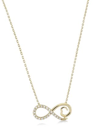 Collection-Pimiento Kadın Sonsuzluk Formlu Pırlantalı Altın Rengi Kolye EU