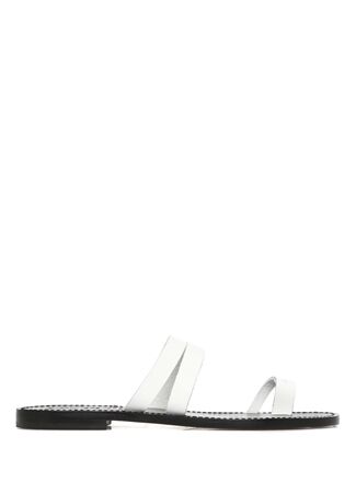 Capri Positano Sandals Kadın Beyaz Bantlı Deri Terlik 37 EU