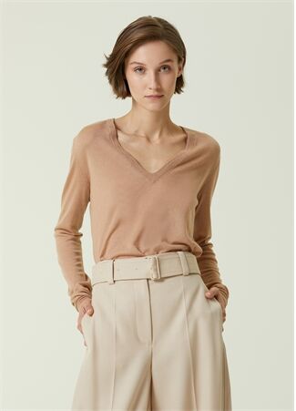 Joseph Kadın Bej V Yaka Kaşmir Kazak L EU