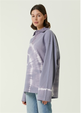 Acne Studios Kadın Lila Gömlek Yaka Baskılı Uzun Kol T-shirt Mor M EU Acne Studios Kadın Lila Gömlek Yaka Baskılı Uzun Kol T-shirt Mor M EU