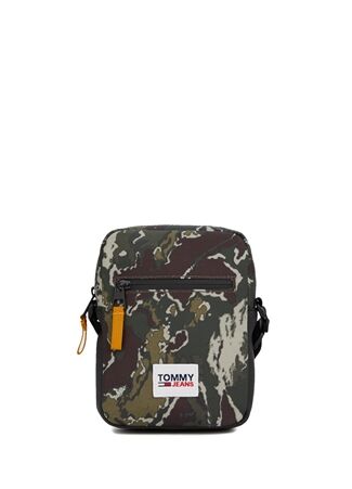 Tommy Hilfiger Erkek Kamuflaj Desenli Logolu Omuz Çantası Haki EU