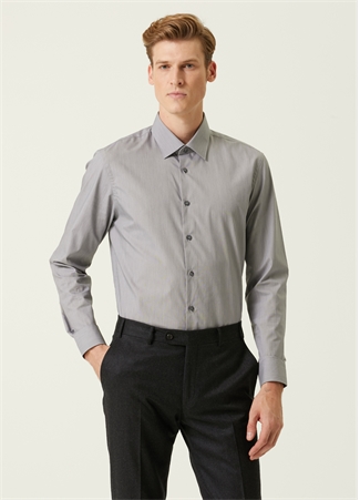 Beymen Collection Erkek Custom Fit Gri Modern Yaka Gömlek Siyah 4 IT Beymen Collection Erkek Custom Fit Gri Modern Yaka Gömlek Siyah 4 IT