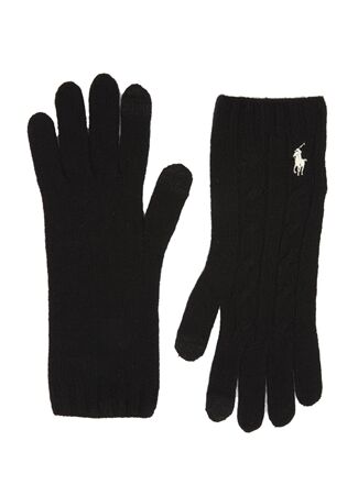 Polo Ralph Lauren Kadın Siyah Yün Eldiven EU