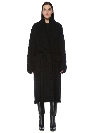 Dolce&Gabbana Kadın Oversize Siyah Kuşaklı Saç Örgü Yün Ceket 40 IT Dolce&Gabbana Kadın Oversize Siyah Kuşaklı Saç Örgü Yün Ceket 40 IT