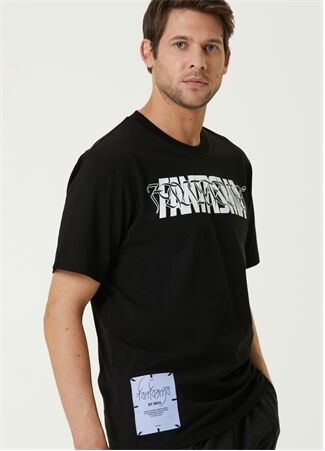 MCQ Erkek Siyah Slogan Detaylı Baskılı T-shirt S EU