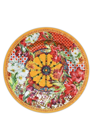 Baci Milano Turuncu Çiçek Desenli 28 Cm Yemek Tabağı Kırmızı Baci Milano Turuncu Çiçek Desenli 28 Cm Yemek Tabağı Kırmızı