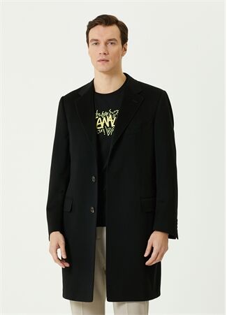 Canali Erkek Siyah Kaşmir Palto 46 IT