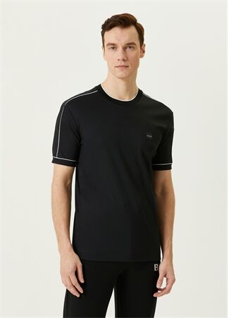 Boss Erkek Siyah Kontrast Biyeli T-shirt S EU