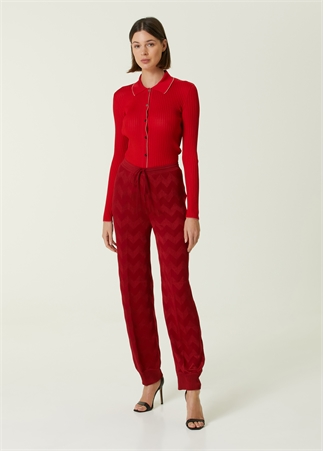 Missoni Kadın Kırmızı Zikzak Jakarlı Yün Pantolon 40 IT Missoni Kadın Kırmızı Zikzak Jakarlı Yün Pantolon 40 IT