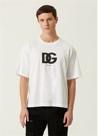 Dolce&Gabbana Erkek Beyaz Logo Detaylı T-shirt 44 IT
