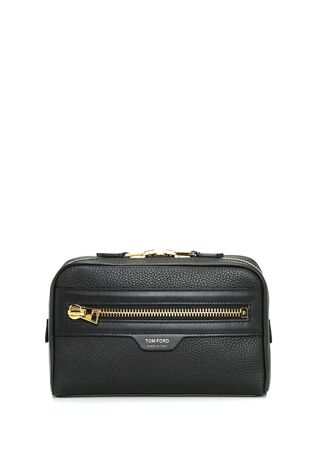 Tom Ford Erkek Siyah Logo Detaylı Deri Bel Çantası EU