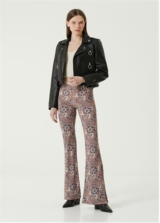 Black Coral Kadın Bej Desenli Bol Paça Pantolon EU