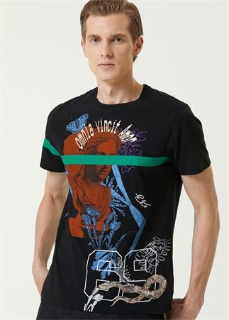 Etro Erkek Siyah Figür Desenli T-shirt L EU