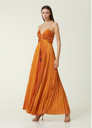 Alexis Kadın Swing Turuncu Pilili Maksi Abiye Elbise S EU Alexis Kadın Swing Turuncu Pilili Maksi Abiye Elbise S EU