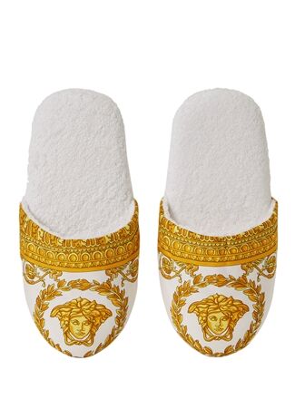 Versace Beyaz Gold Barok Desenli Havlu Terlik Versace Beyaz Gold Barok Desenli Havlu Terlik