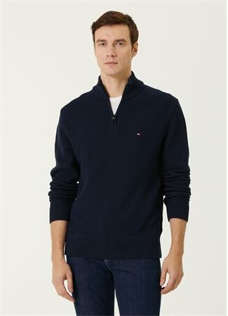 Tommy Hilfiger Erkek Lacivert Yakası Fermuarlı Organik Pamuk Kazak S EU Tommy Hilfiger Erkek Lacivert Yakası Fermuarlı Organik Pamuk Kazak S EU