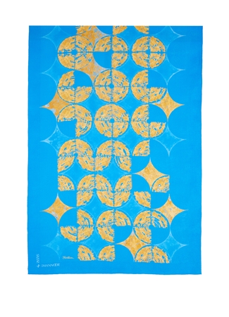 Imannoor Kadın Semazen Mavi Desenli İpek Şal EU