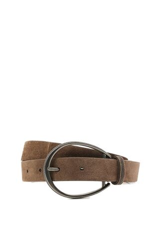 Brunello Cucinelli Kadın Bej Geometrik Tokalı Deri Kemer S EU