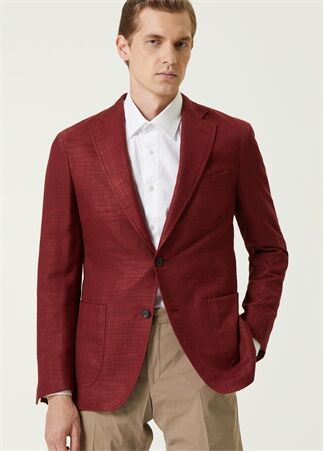 Pal Zileri Erkek Bordo Kelebek Yaka Dokulu İpek Ceket 52 IT Pal Zileri Erkek Bordo Kelebek Yaka Dokulu İpek Ceket 52 IT