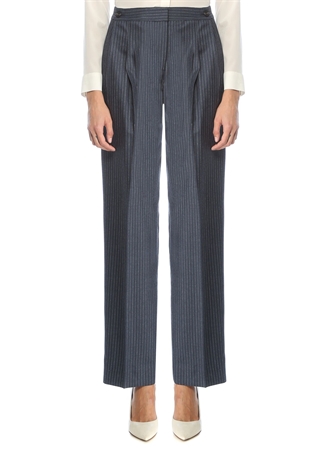 Victoria by Beckham Kadın Mavi Yüksek Bel Çizgili Yün Pantolon Gri 0 US Victoria by Beckham Kadın Mavi Yüksek Bel Çizgili Yün Pantolon Gri 0 US